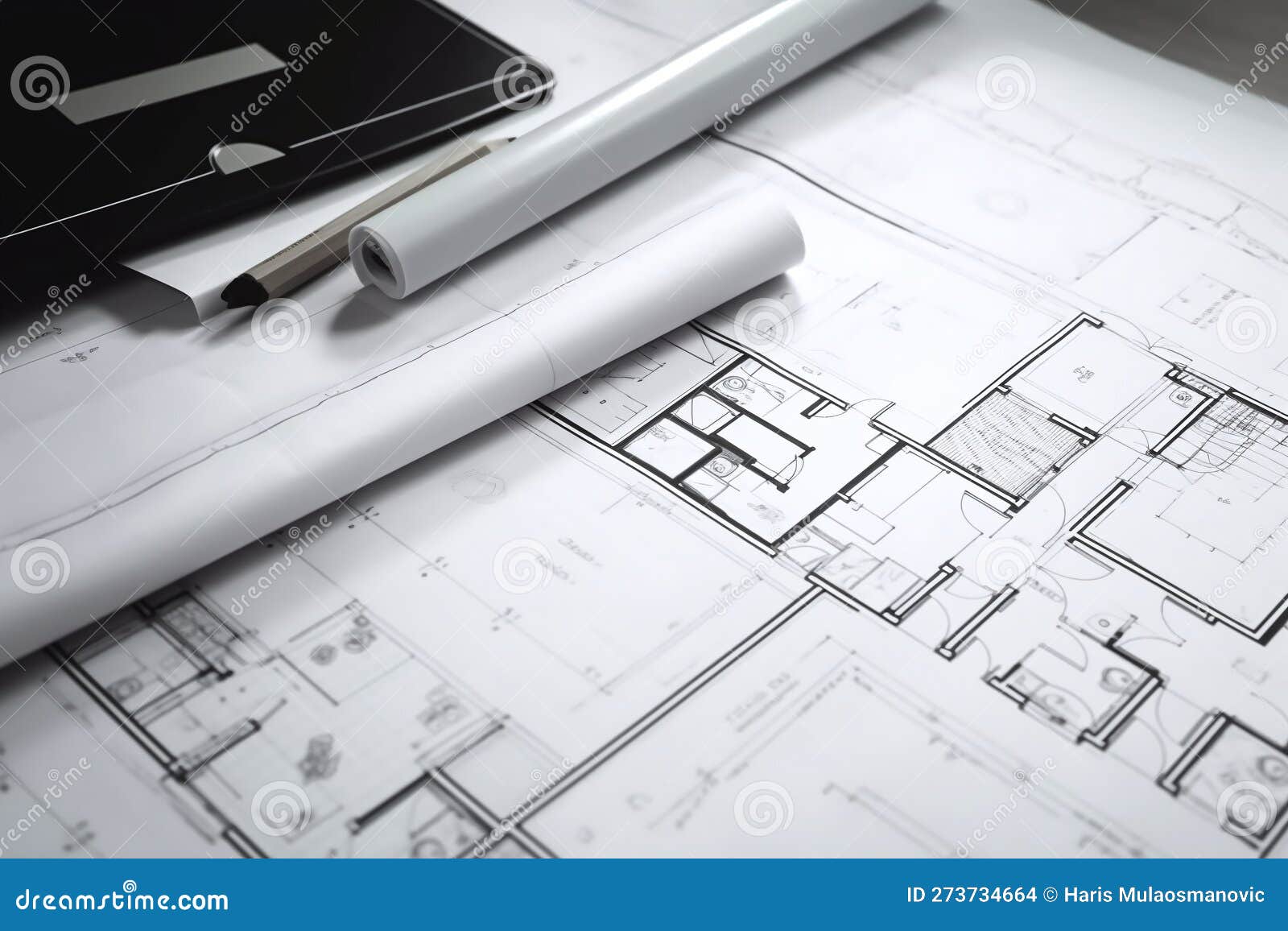 Top View Architecture Plan Blueprint in Modern Office - Ai Generated ...