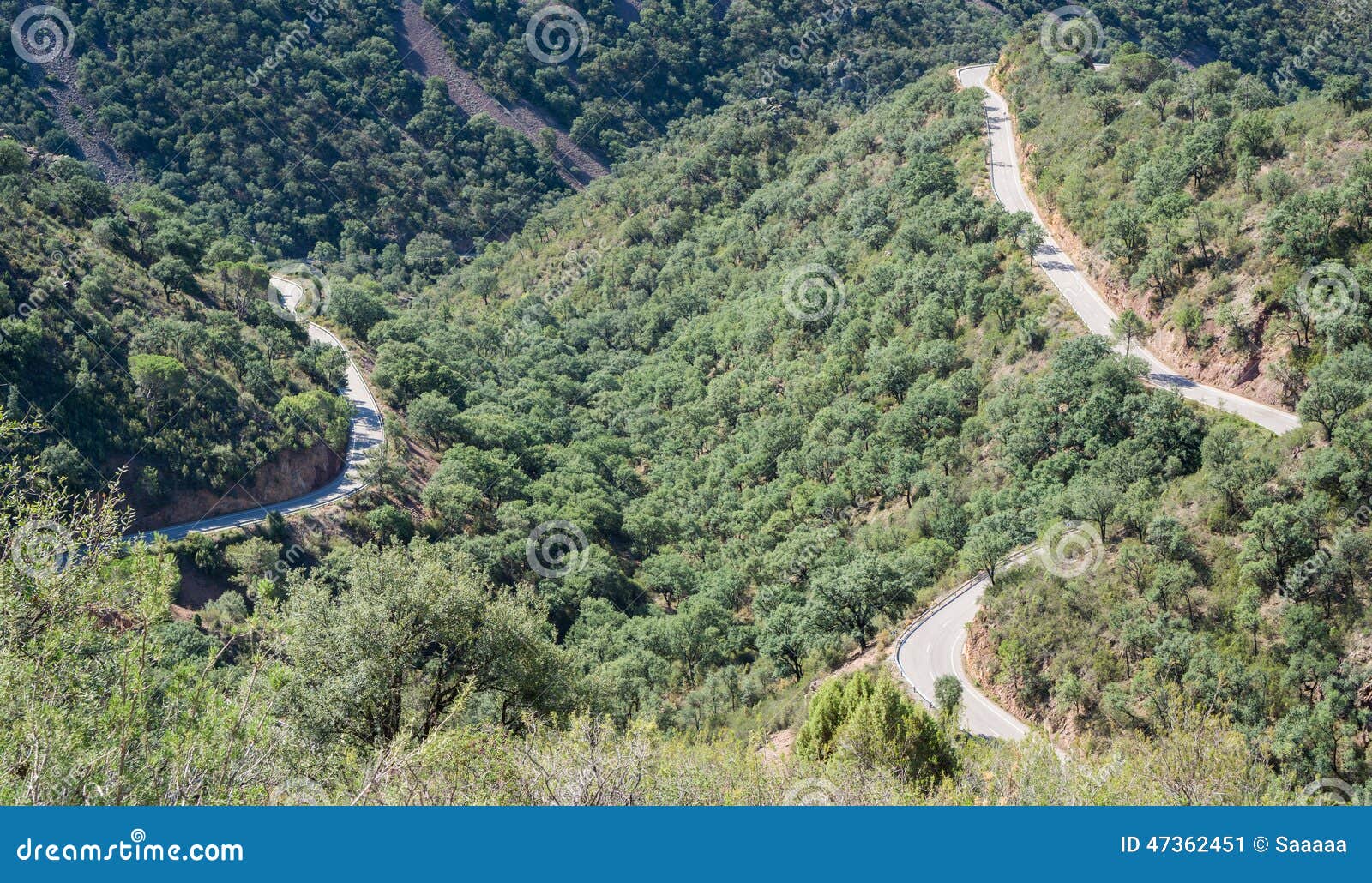Top View of Ascending Mountain Road with Curves Stock Image - Image of ...