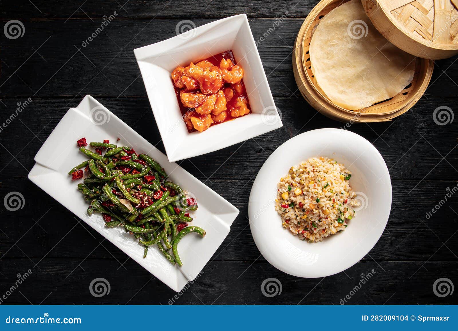 Top View on Asian Lunch Set Stock Photo - Image of lunch, gastronomy ...