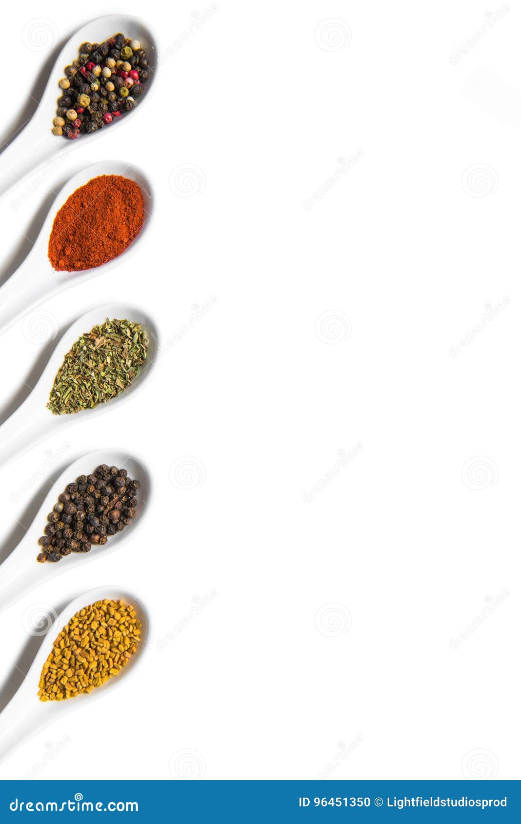 Top View of Assorted Aromatic Seasonings in Ceramic Spoons Stock Photo ...