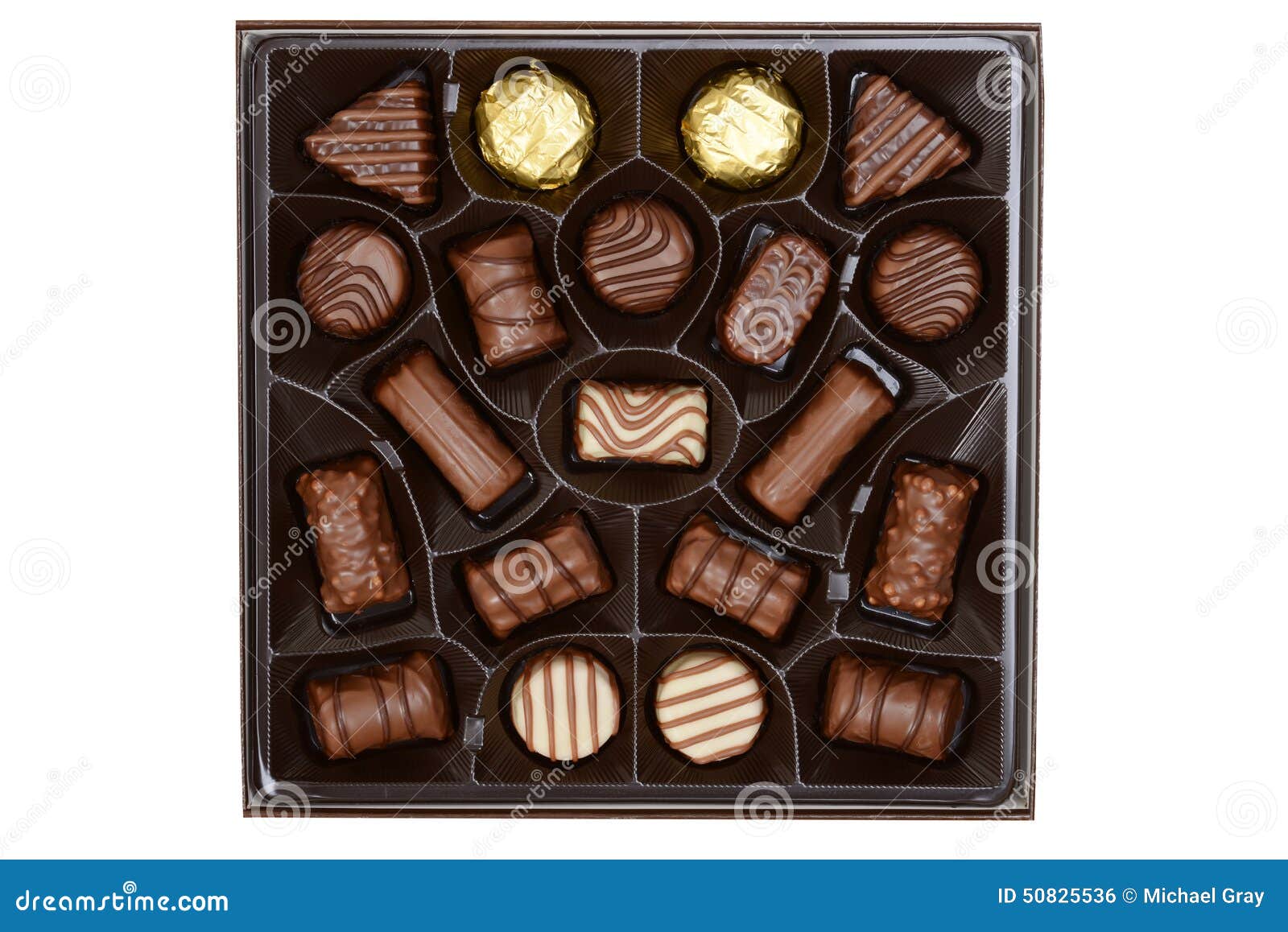 Top View Assorted Box Chocolates Stock Photo - Image of candy, dessert ...