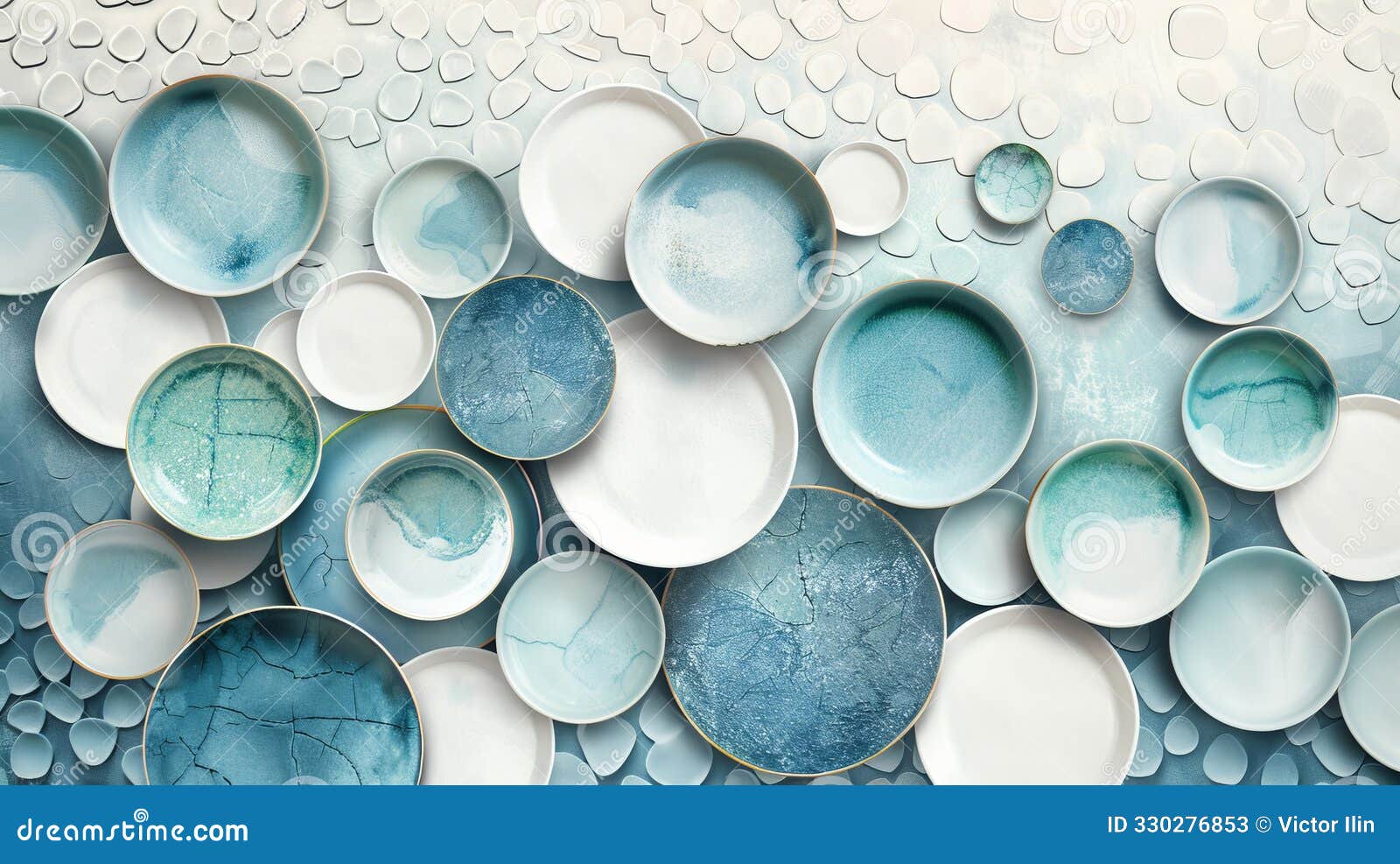 Top View of Assorted Clay Plates in Varied Sizes and Colors Arranged in ...