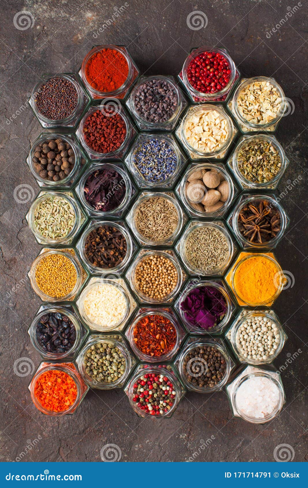 Top View of Assorted Colorful Spices and Herbs Stock Image - Image of ...