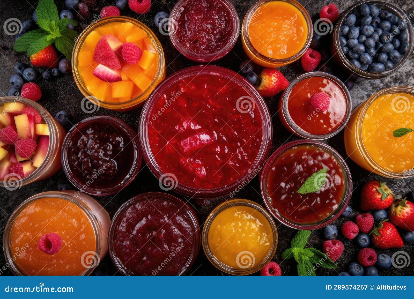 Top View of Assorted Fruit Preserves Stock Image - Image of jams, jelly ...