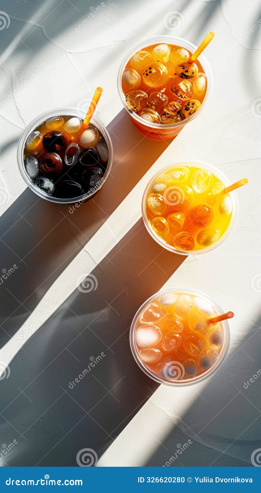 Top View of Assortment of Aesthetic Bubble Teas. Drink with Tapioca ...