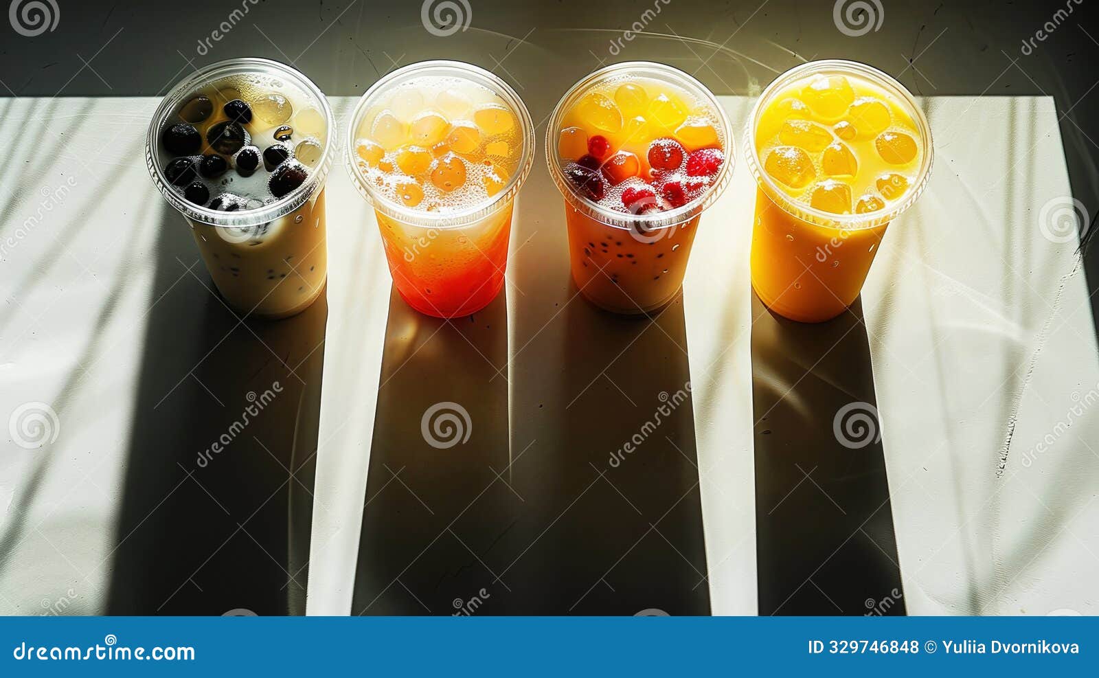 Top View of Assortment of Aesthetic Bubble Teas. Drink with Tapioca ...