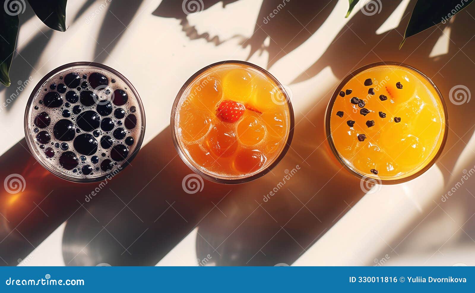 Top View of Assortment of Aesthetic Bubble Teas. Drink with Tapioca ...