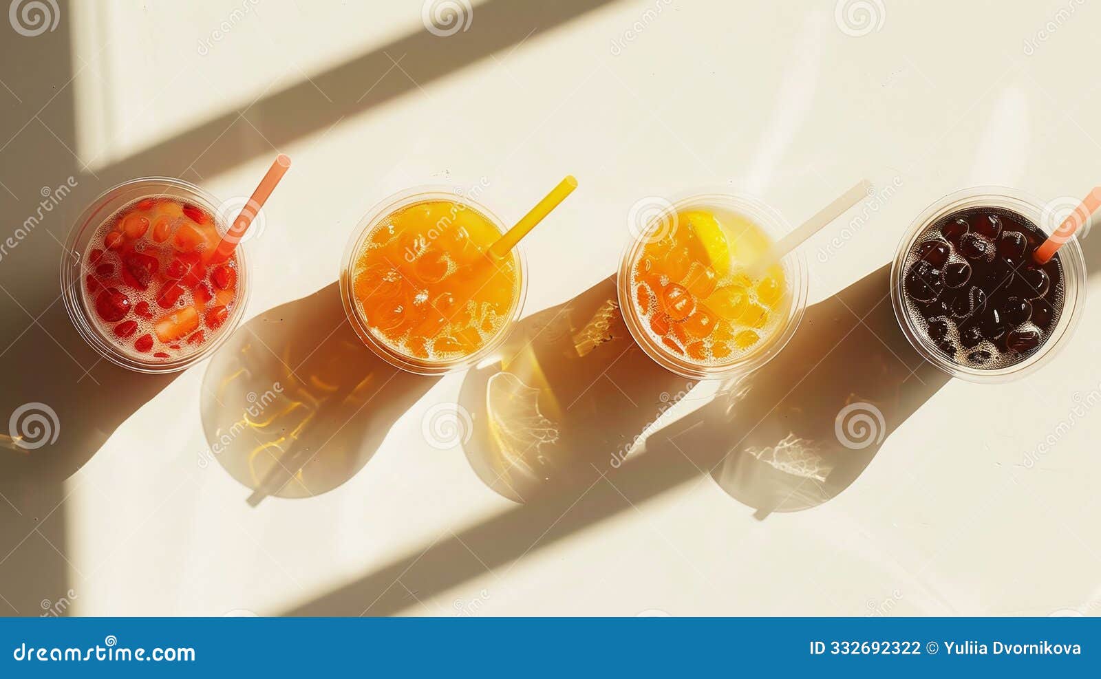 Top View of Assortment of Aesthetic Bubble Teas. Drink with Tapioca ...