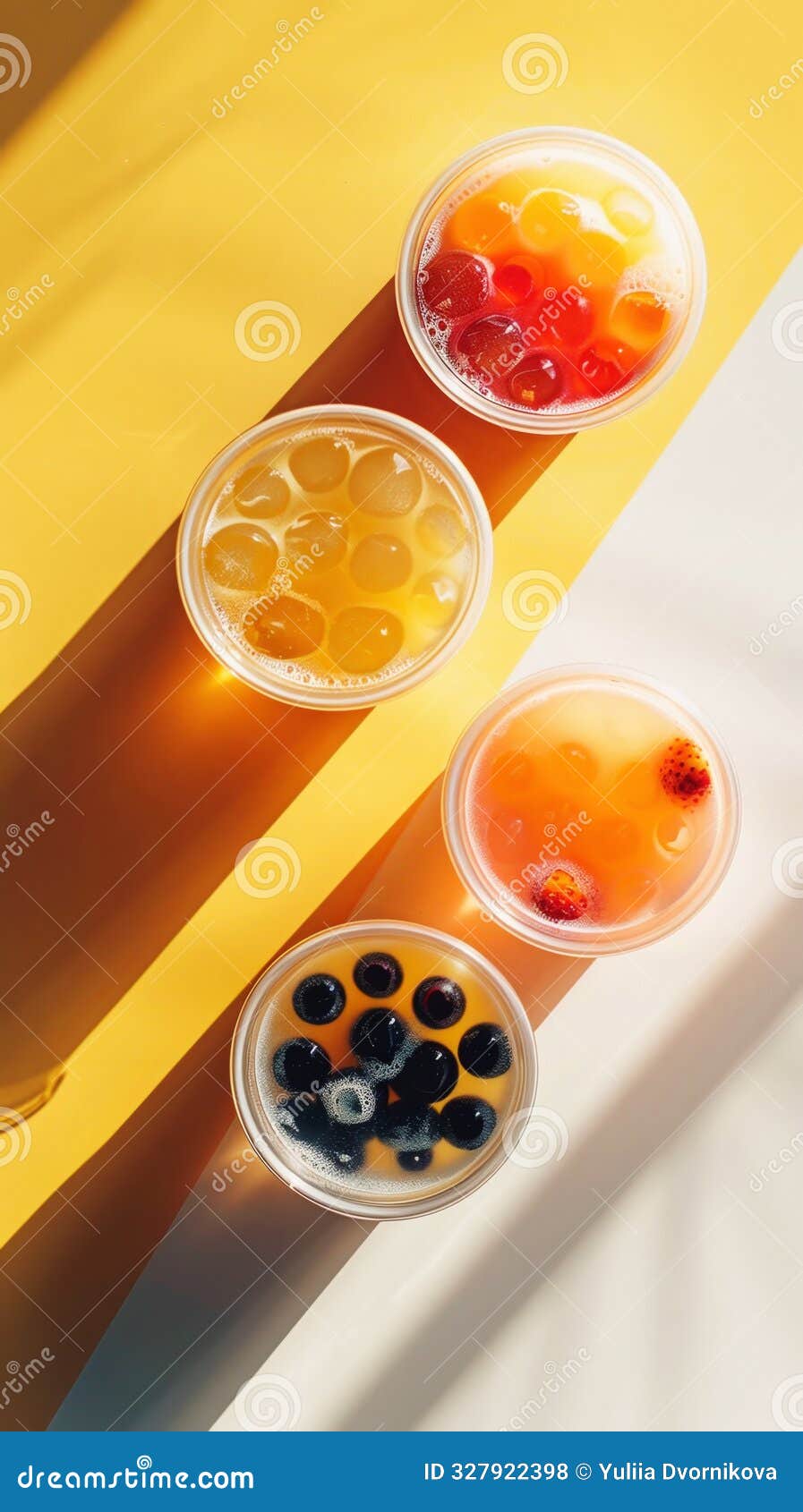 Top View of Assortment of Aesthetic Bubble Teas. Drink with Tapioca ...