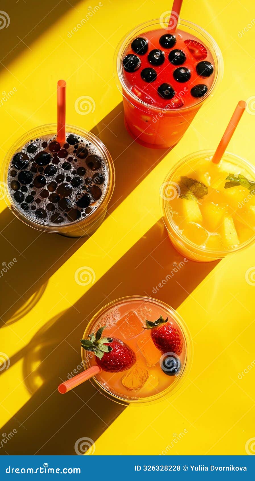 Top View of Assortment of Aesthetic Bubble Teas. Drink with Tapioca ...