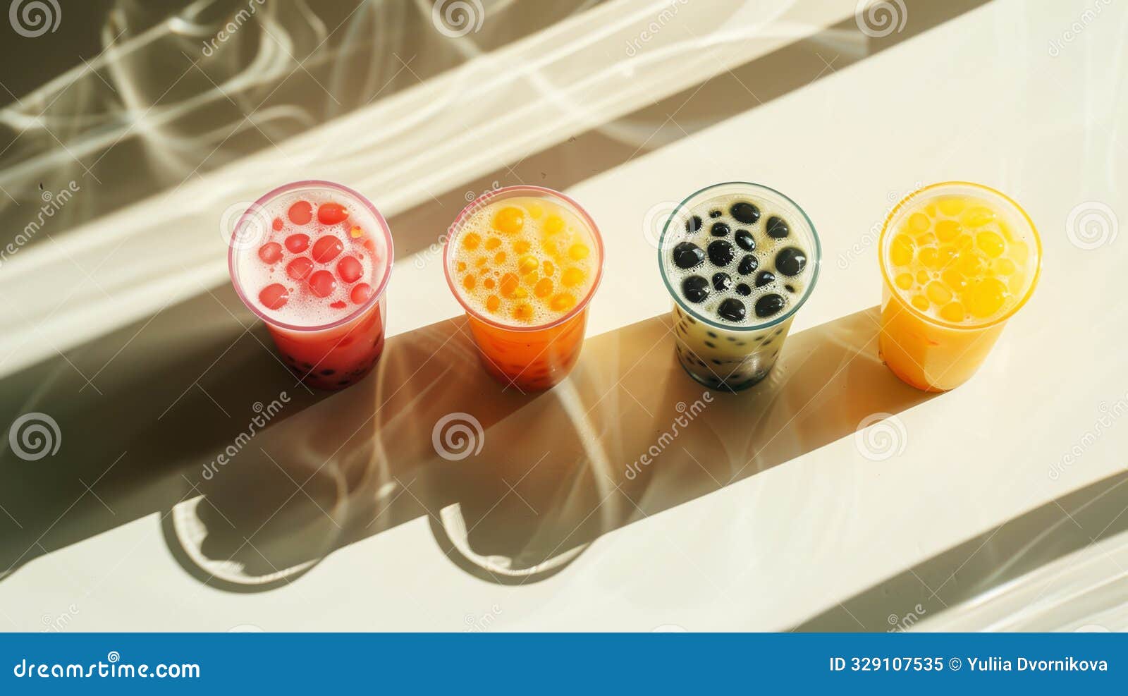 Top View of Assortment of Aesthetic Bubble Teas. Drink with Tapioca ...