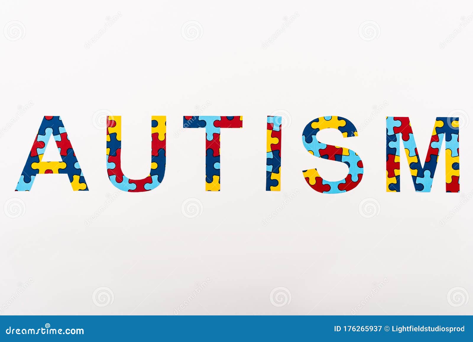 Top View of Autism Puzzle Lettering Stock Image - Image of symbols ...