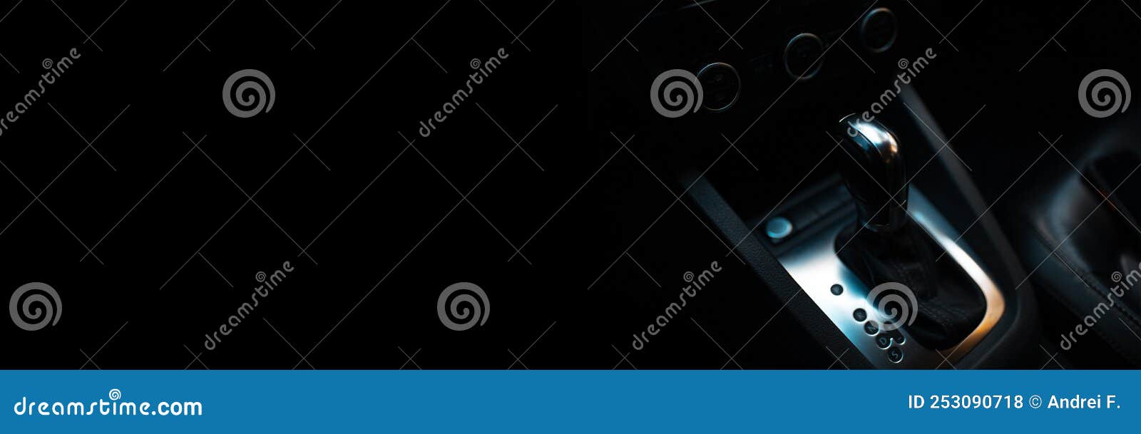 Top View of Automatic Gearbox Selector on Black Background with Copy ...