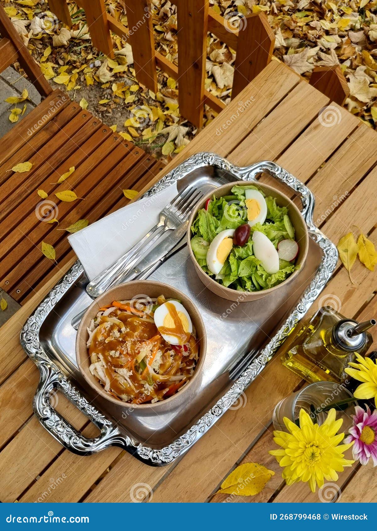 Top View of Autumn Brunch on Silver Plate Stock Photo - Image of ...