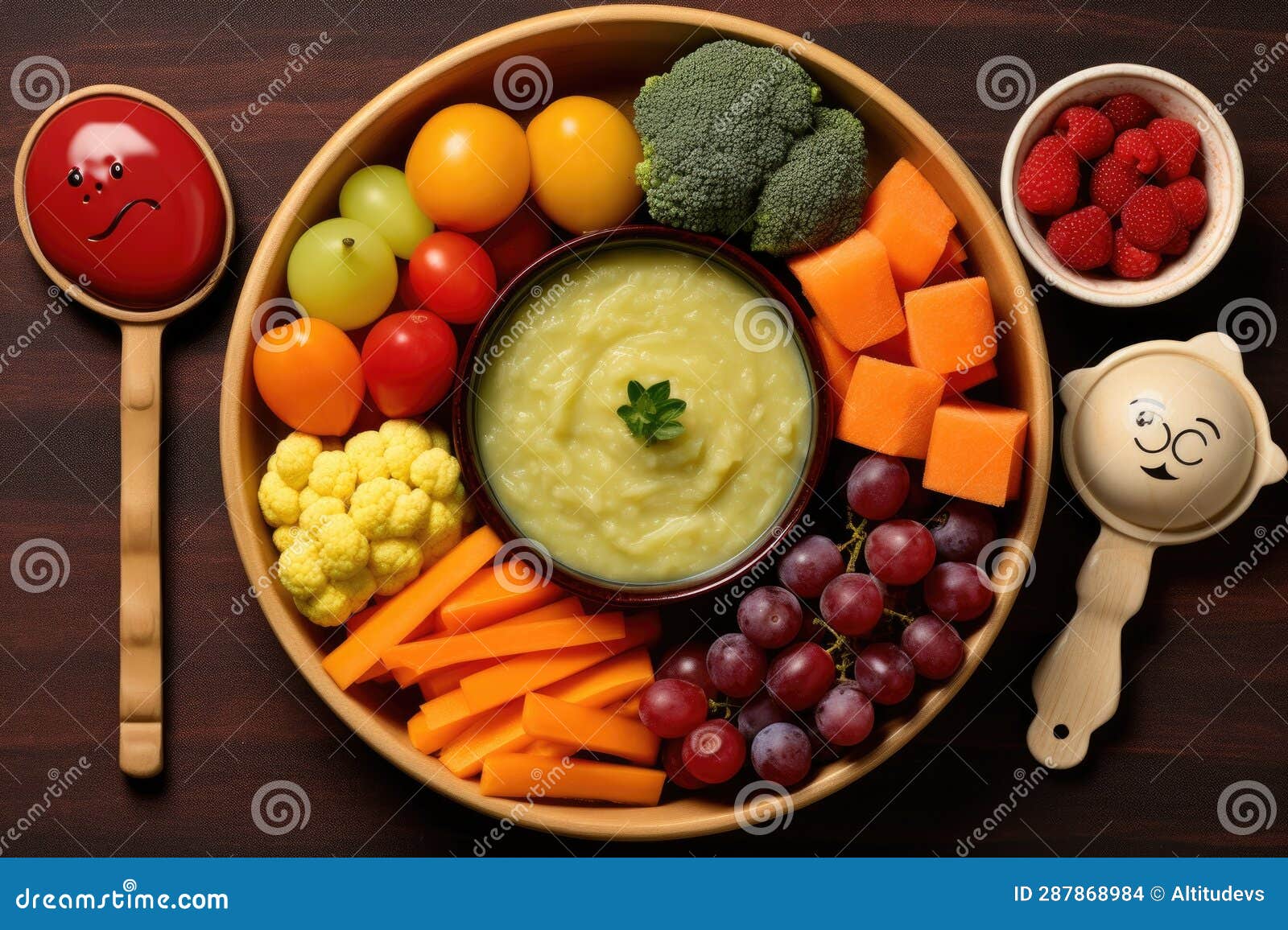 Top View of Baby Bowl with Mashed Fruits and Vegetables Stock Photo ...