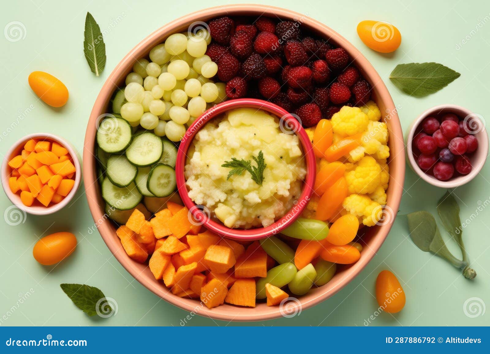 Top View of Baby Bowl with Mashed Fruits and Vegetables Stock Photo ...