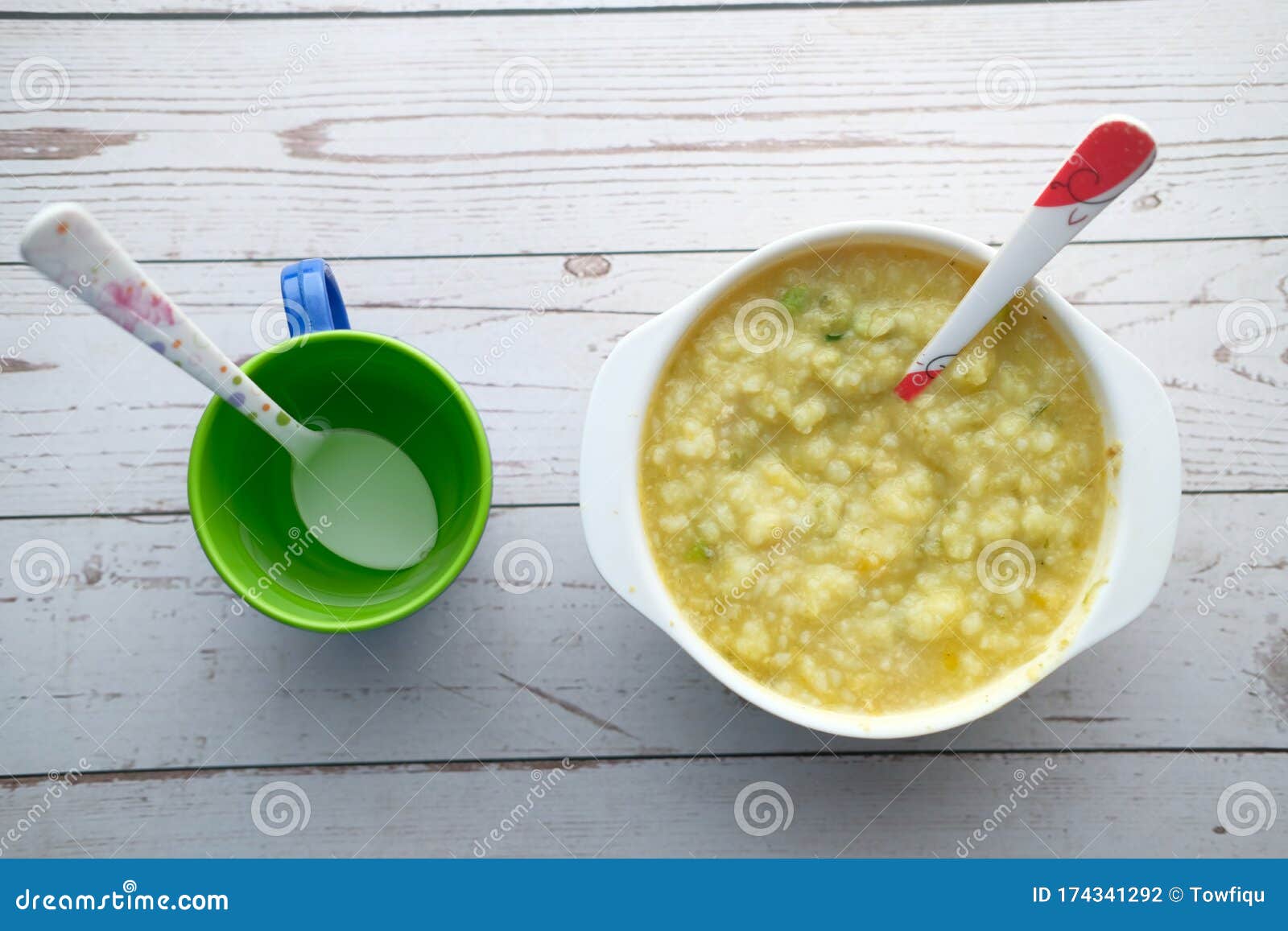 Top View of Baby Food and Water on Table, Stock Photo - Image of carrot ...
