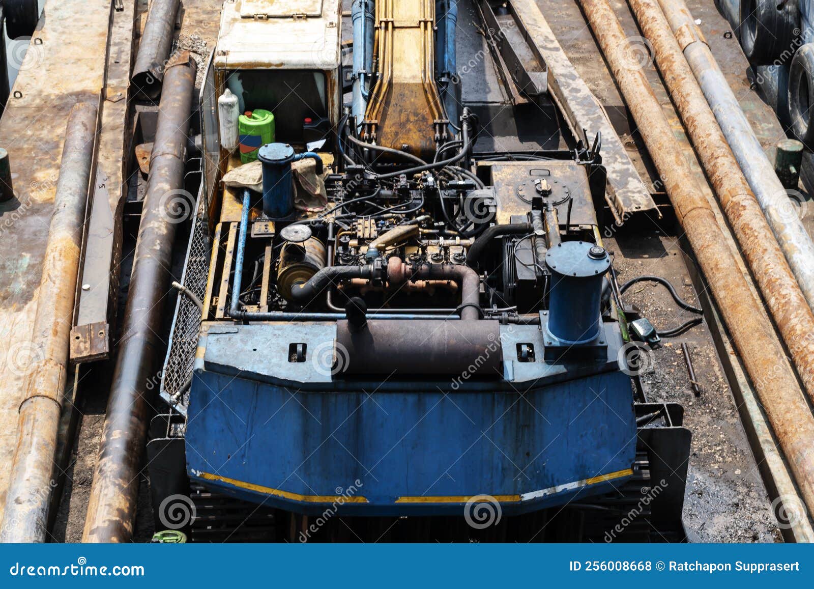 Top View Backhoe Tractor Engine Stock Photo - Image of contractor ...