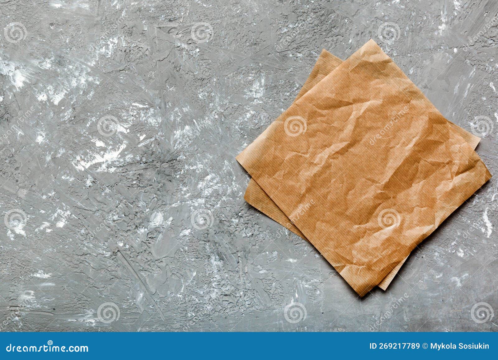 Top View with Baking Parchment Empty on Table Background. Folded Cloth ...