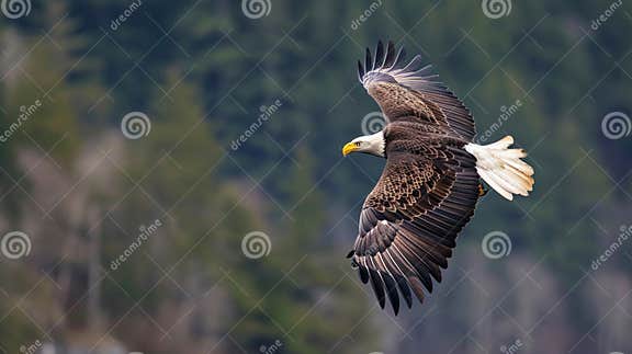 Top View Bald Eagle in Flight. Generative Ai Stock Illustration ...