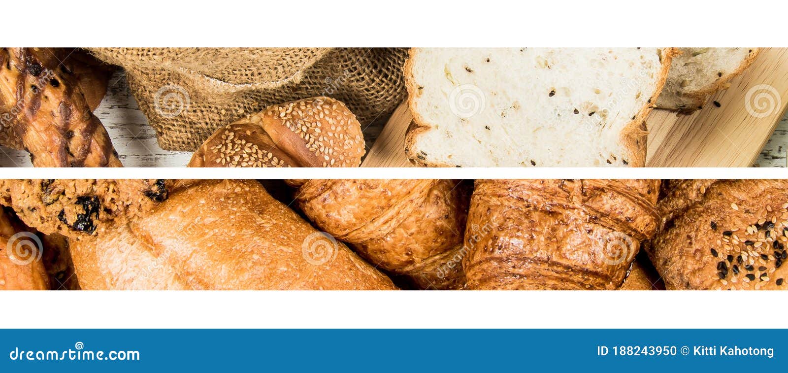 Top View Banner Bakery on Wood Background Stock Photo - Image of ...