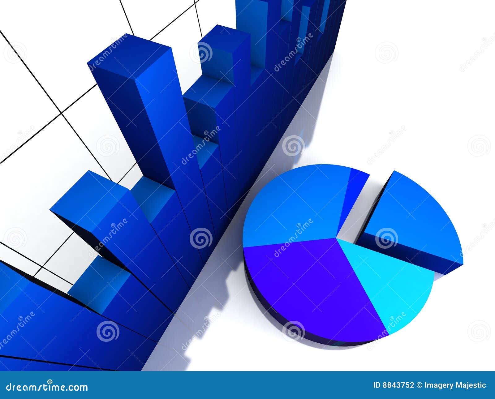 Top View of Bar Graph and Pie Chart Stock Illustration - Illustration ... Top View of Bar Graph and Pie Chart Stock Illustration - Illustration ...