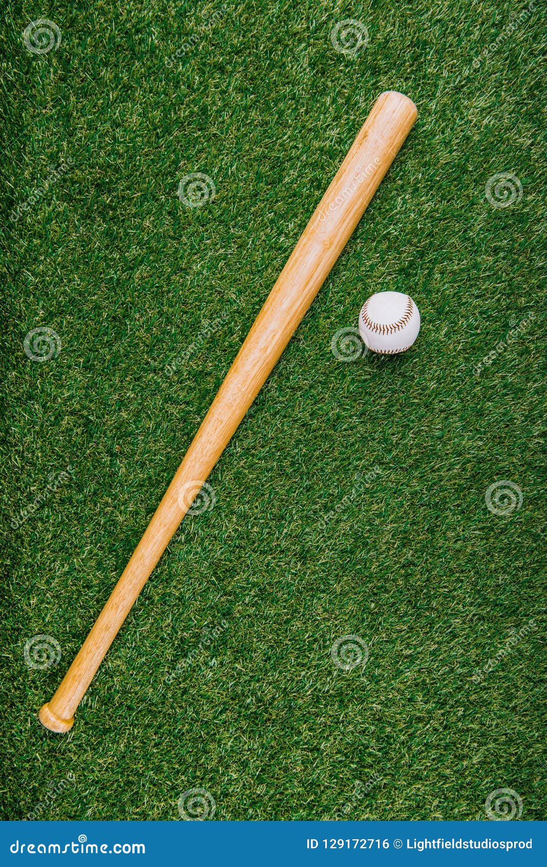 Top View of Baseball Bat and Ball Arranged Stock Photo - Image of ...