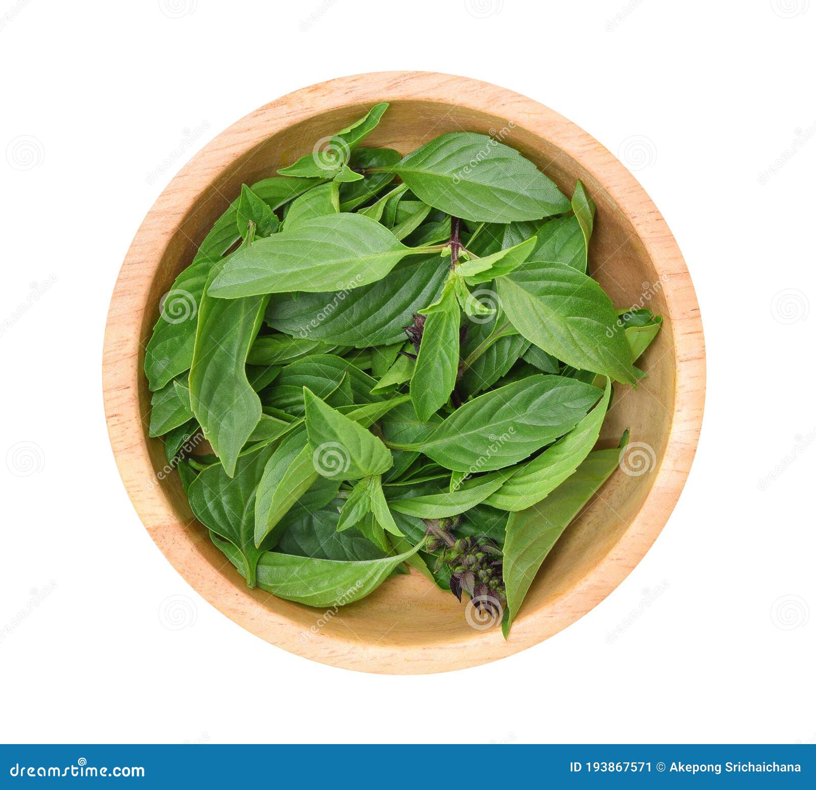 Top View of Basil Flower Isolated on White Background Stock Image ...