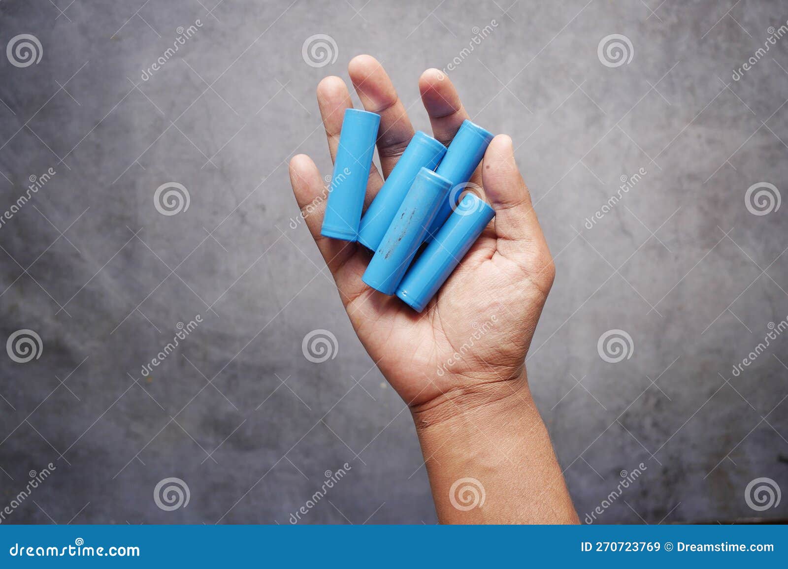 Top View of Batteries on Hand Stock Image - Image of electronic, energy ...