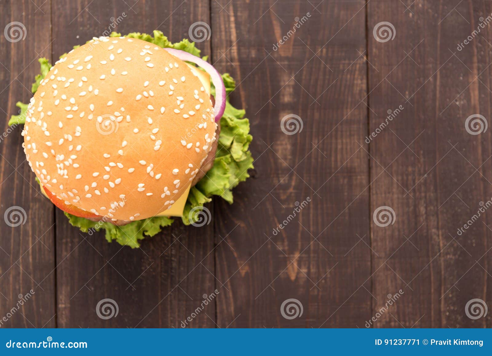 Top View Bbq Hamburger on the Wooden Background Stock Image - Image of ...