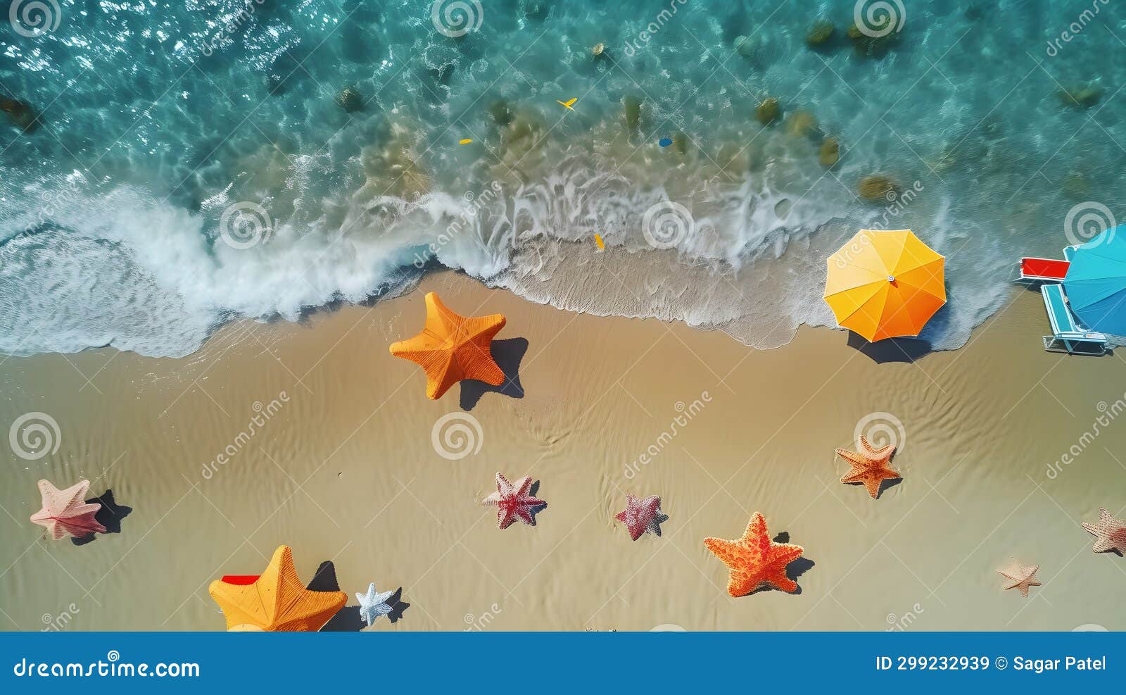 Top View Beach Background with Umbrellas Balls Swimring Stock ...