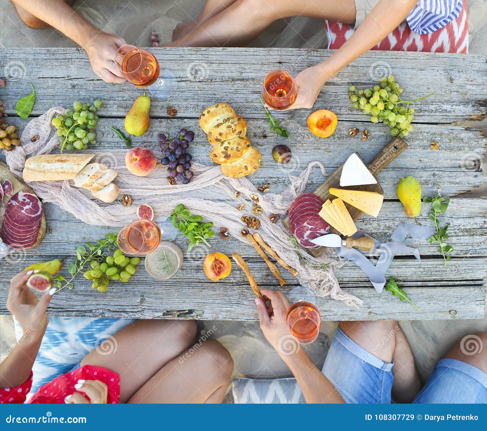 Top View Beach Picnic Table Stock Image - Image of life, lifestyle ...