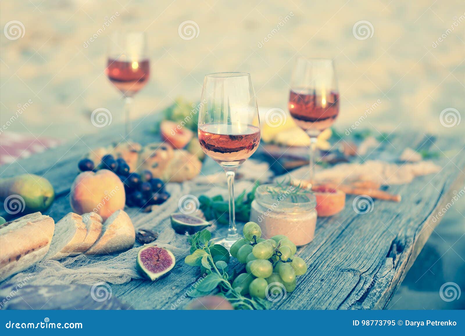 Top View Beach Picnic Table Stock Image - Image of lunch, dinner: 98773795