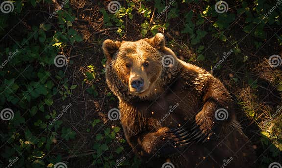 Top View of a Bear Lying in the Shade Stock Photo - Image of bear ...