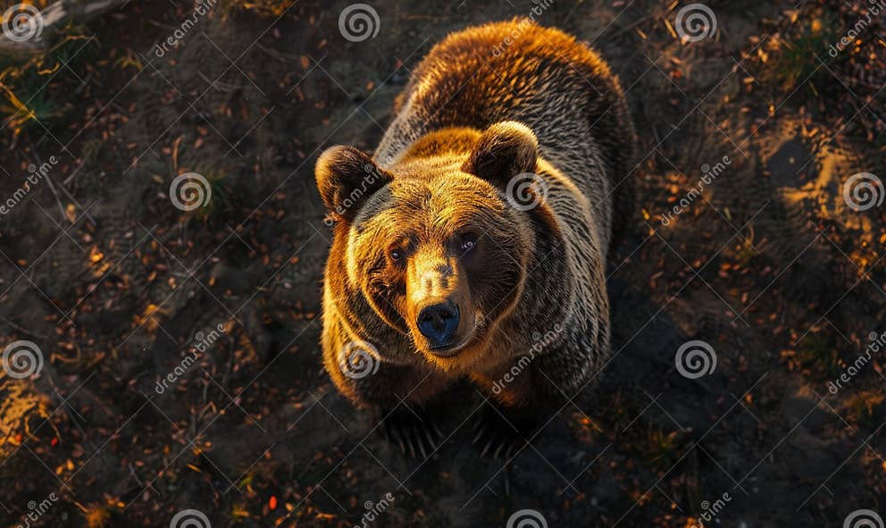 Top View of a Bear Standing at the Edge of a Clearing Stock Image ...