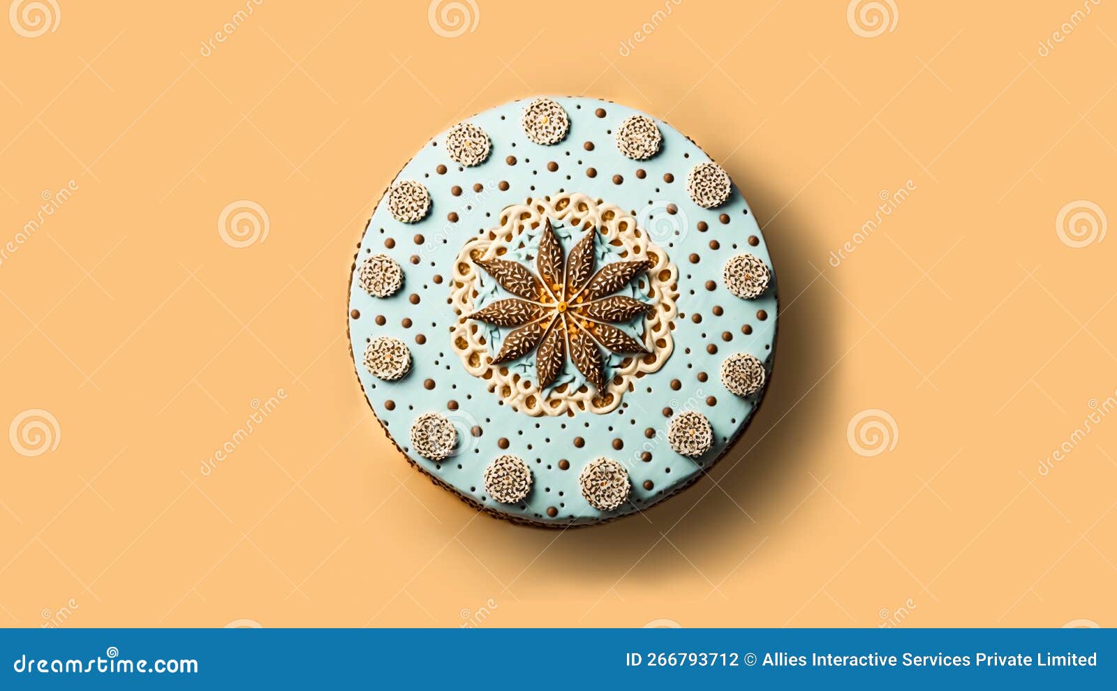 Top View of Beautiful Cake on Grunge Background. 3D Stock Illustration ...