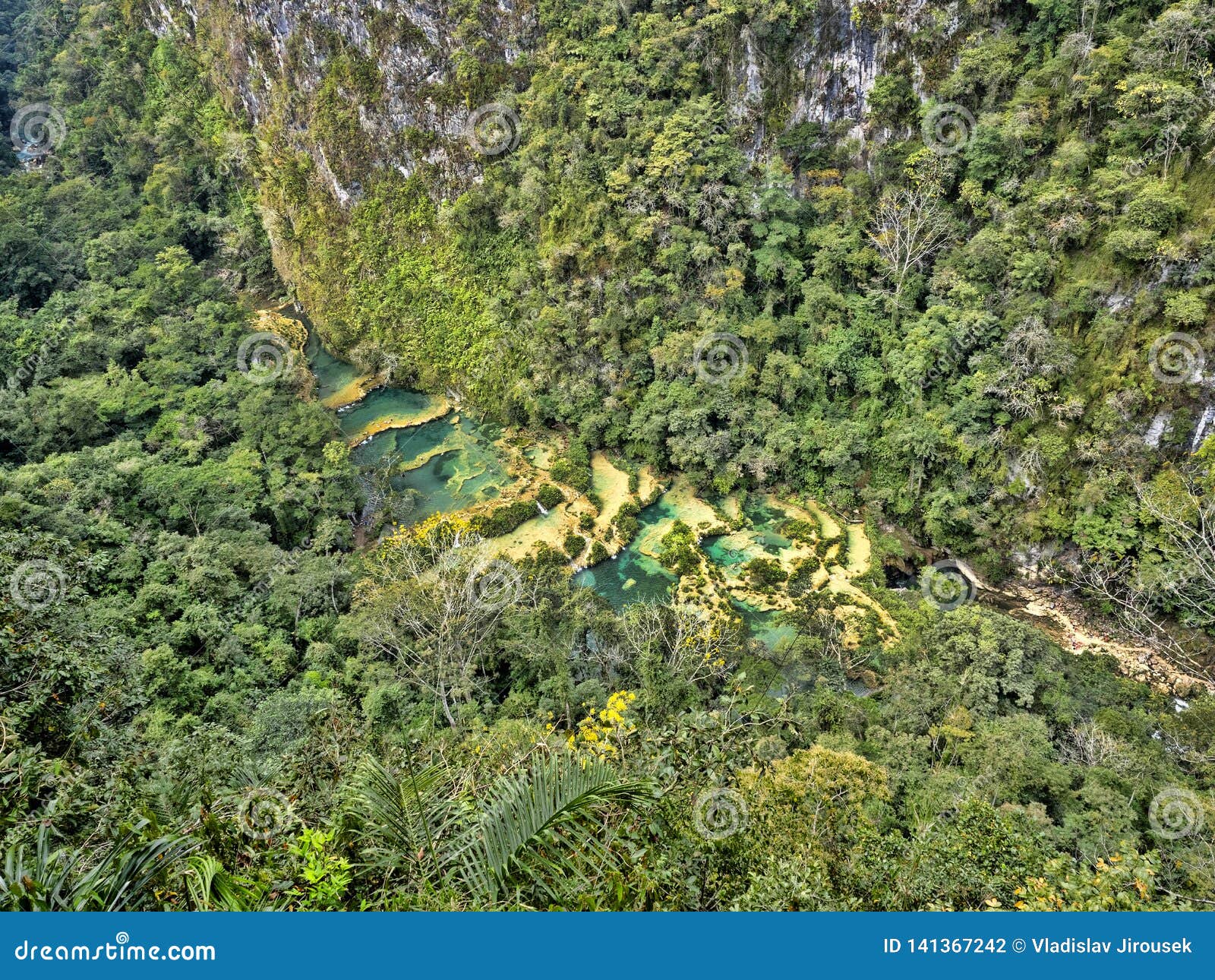 View of the Beautiful Cascade, Semuc Champey, Guatemala Stock Photo ...