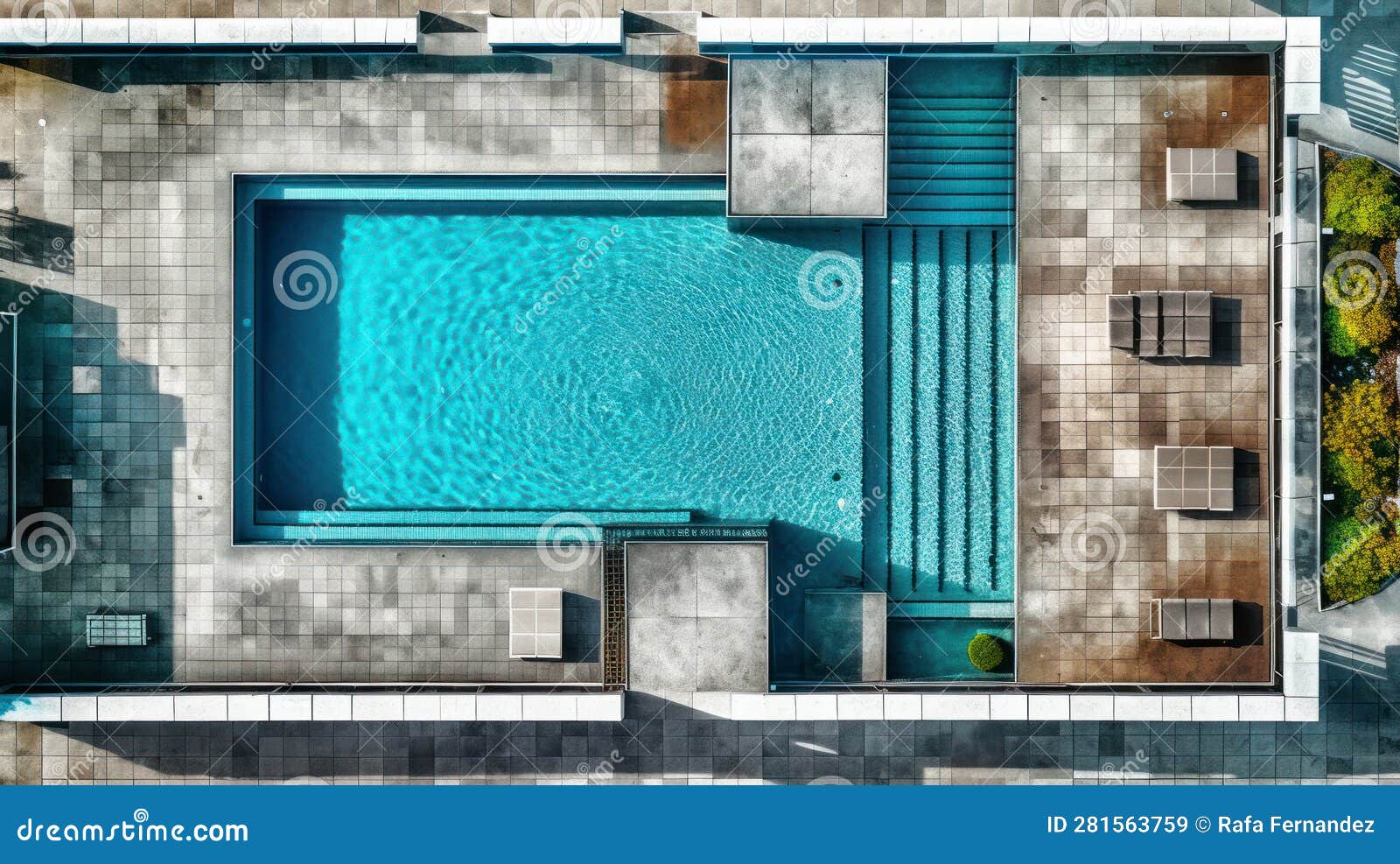 Top View of Beautiful Idyllic Rectangular Swimming Pool . AI Generative ...