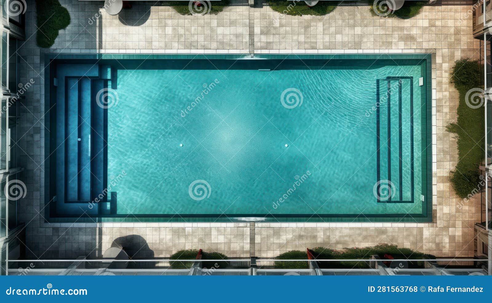 Top View of Beautiful Idyllic Rectangular Swimming Pool . AI Generative ...