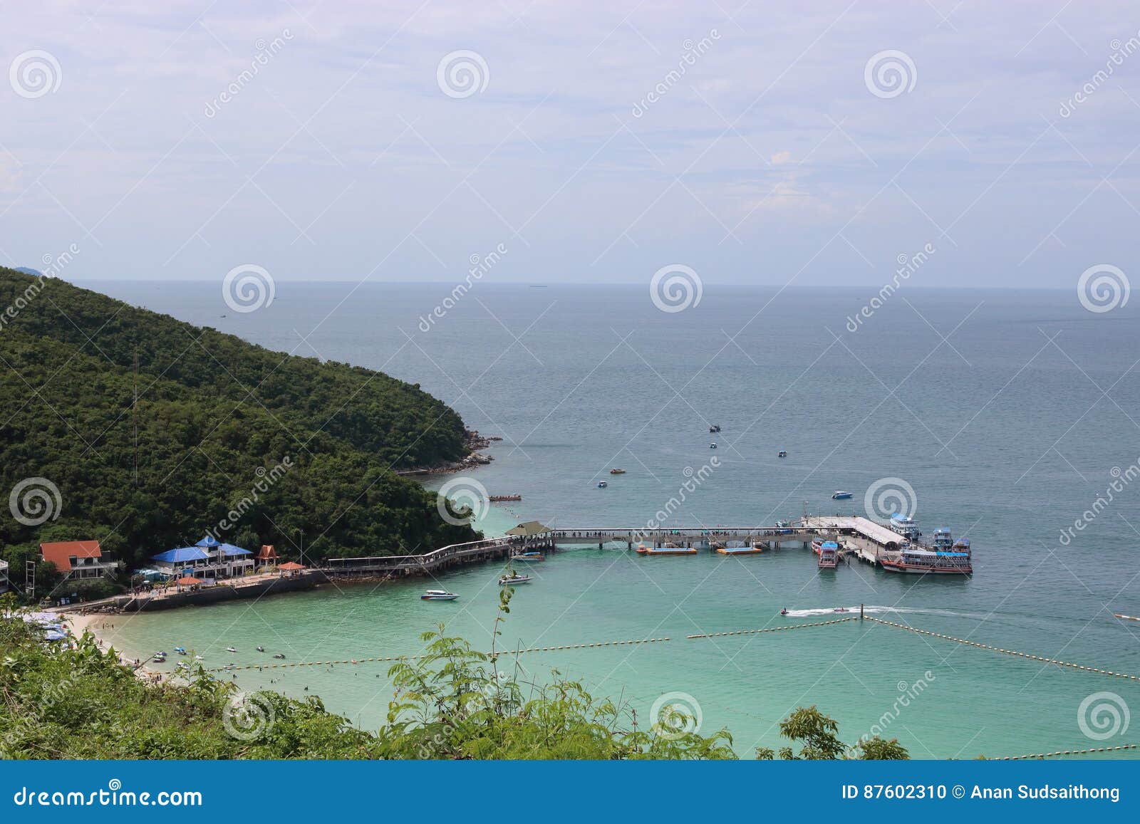 Top View of Beautiful Seascape and Harbor Stock Photo - Image of cloud ...