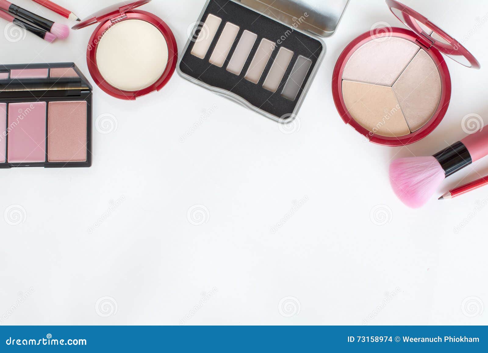 Top View Beautiful Vivid Various Item Makeup Kit Stock Photo - Image of ...