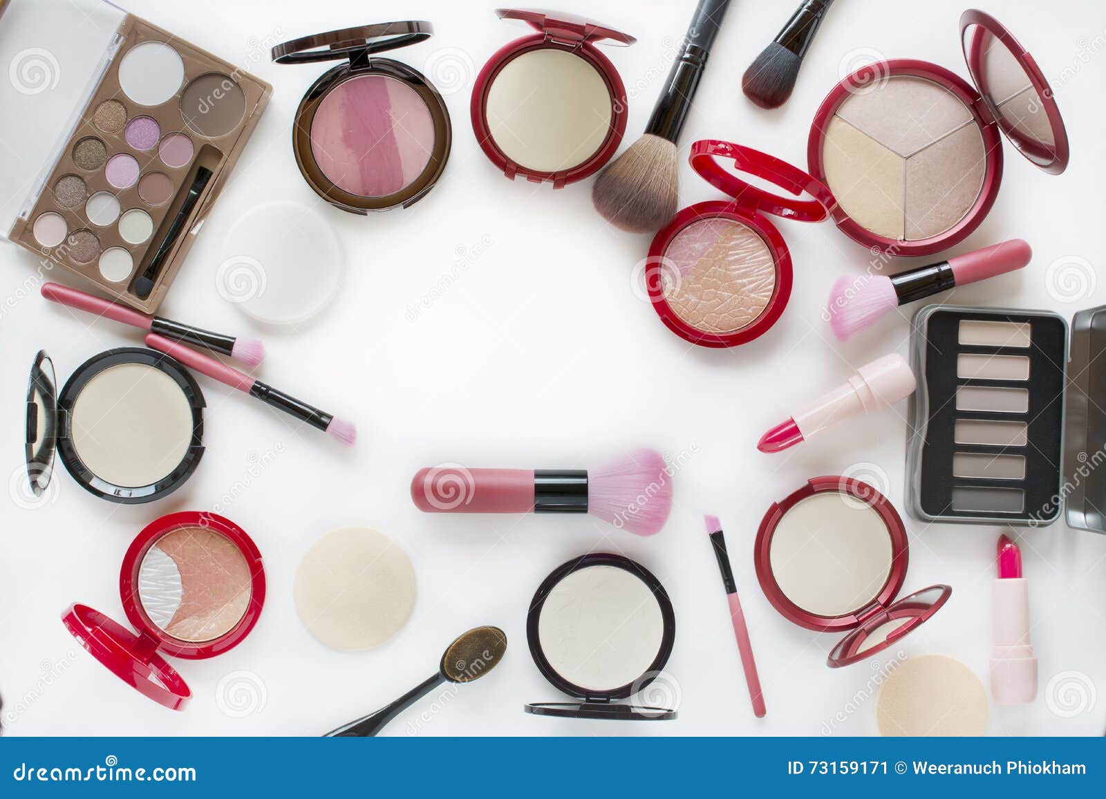 Top View Beautiful Vivid Various Item Makeup Kit Stock Image - Image of ...