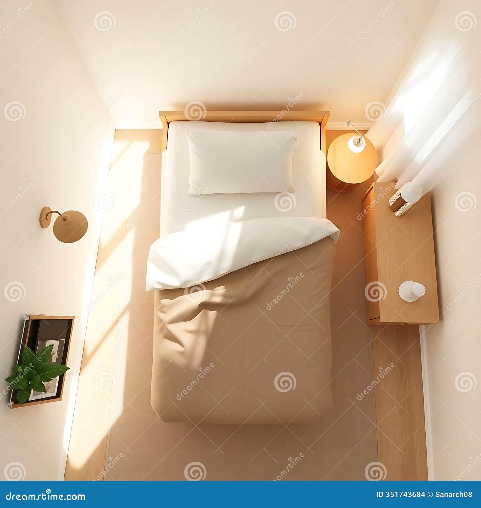 Top View of a Bed with Bed Side Table. Stock Illustration ...
