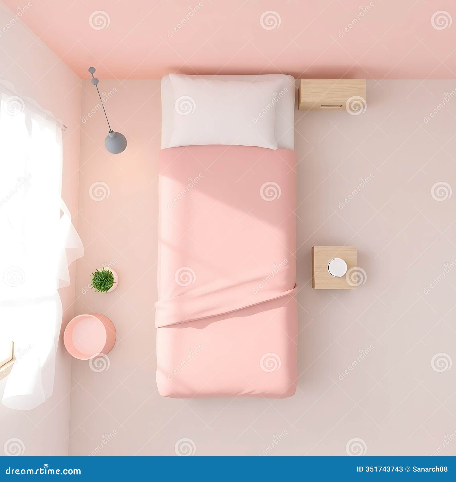 Top View of a Bed with Bed Side Table. Stock Illustration ...