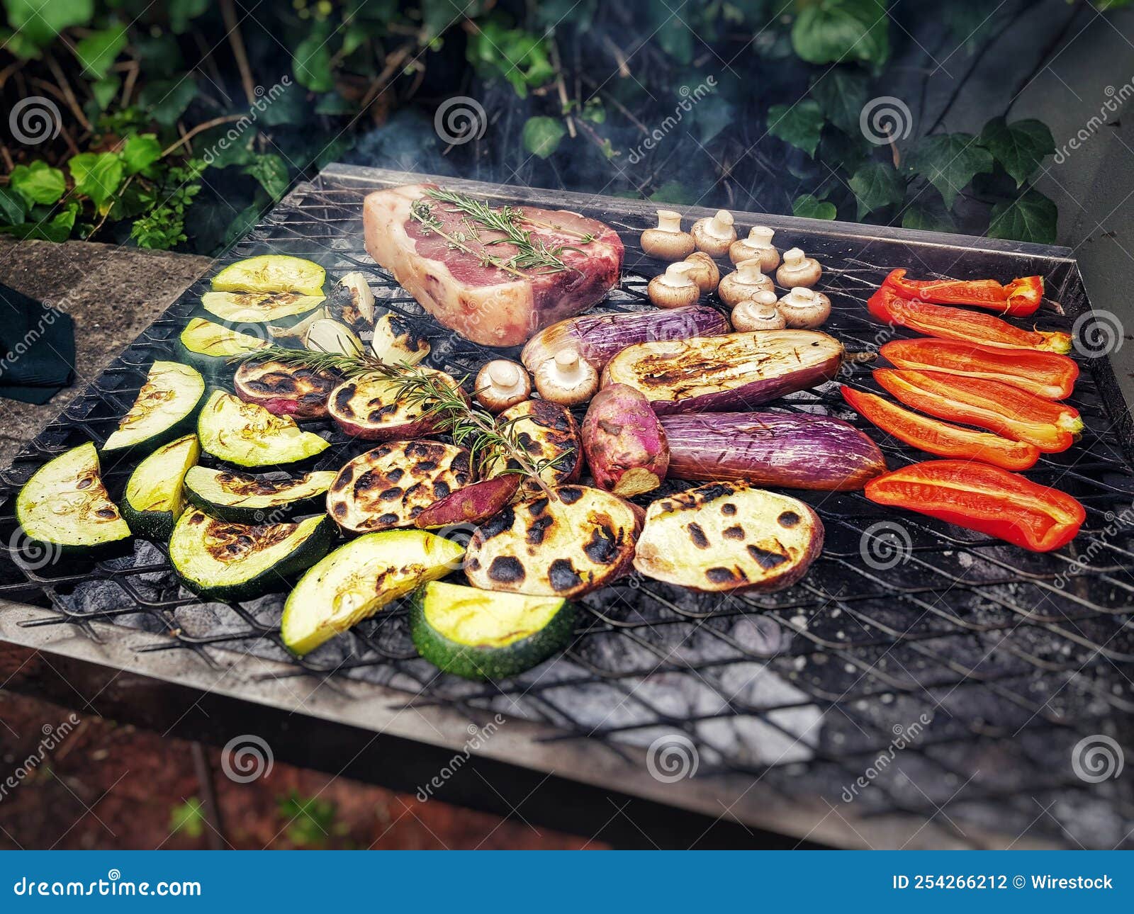 Top View of Beef Bbq and Vegetables Stock Photo - Image of dinner ...