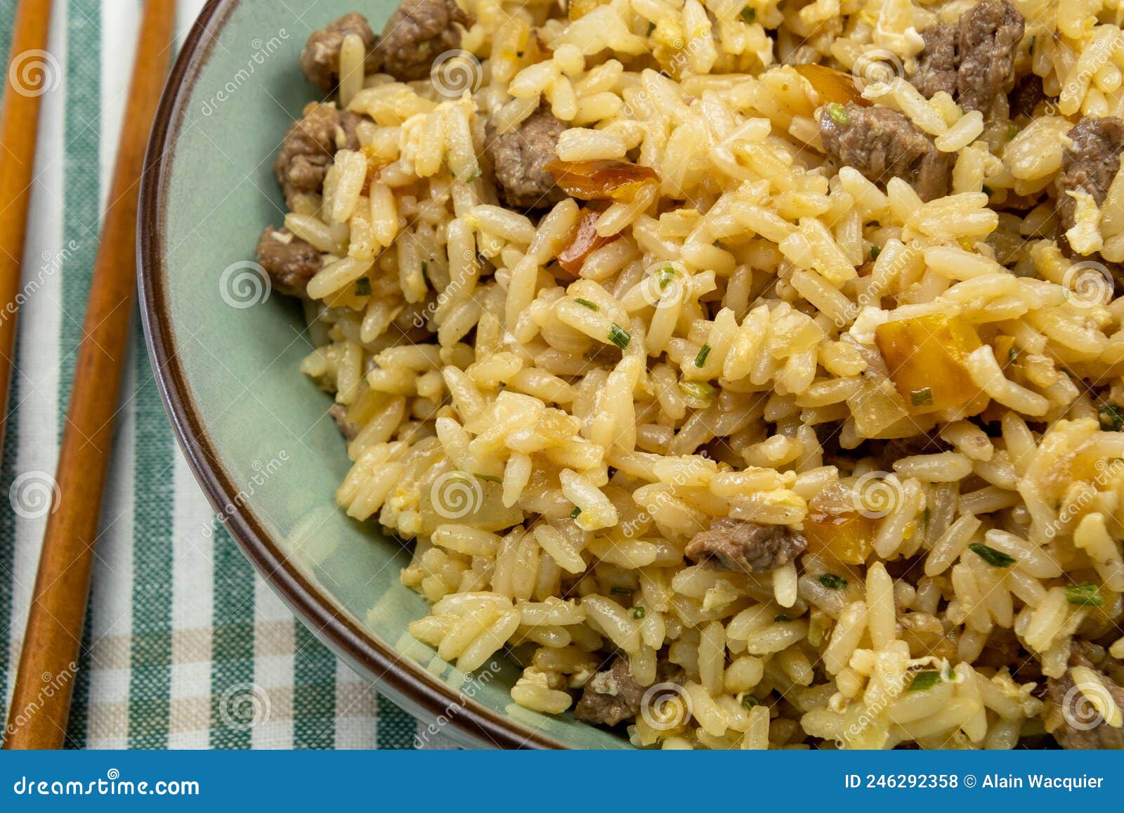 Of Beef Fried Rice in a Plate on a Table Stock Photo - Image of fresh ...