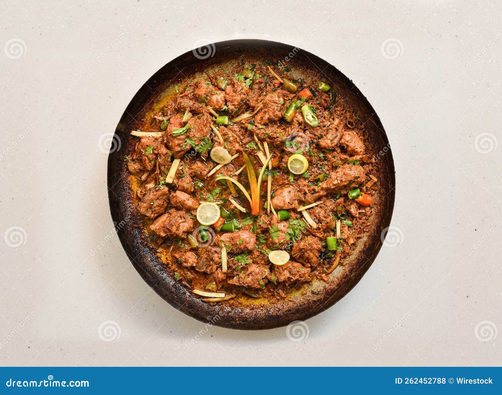 Top View of a Beef Karahi on a White Background Stock Photo - Image of ...