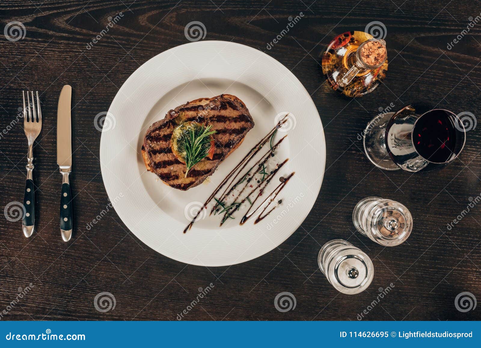 Top View of Beef Steak on Plate Stock Image - Image of plate, tabletop ...
