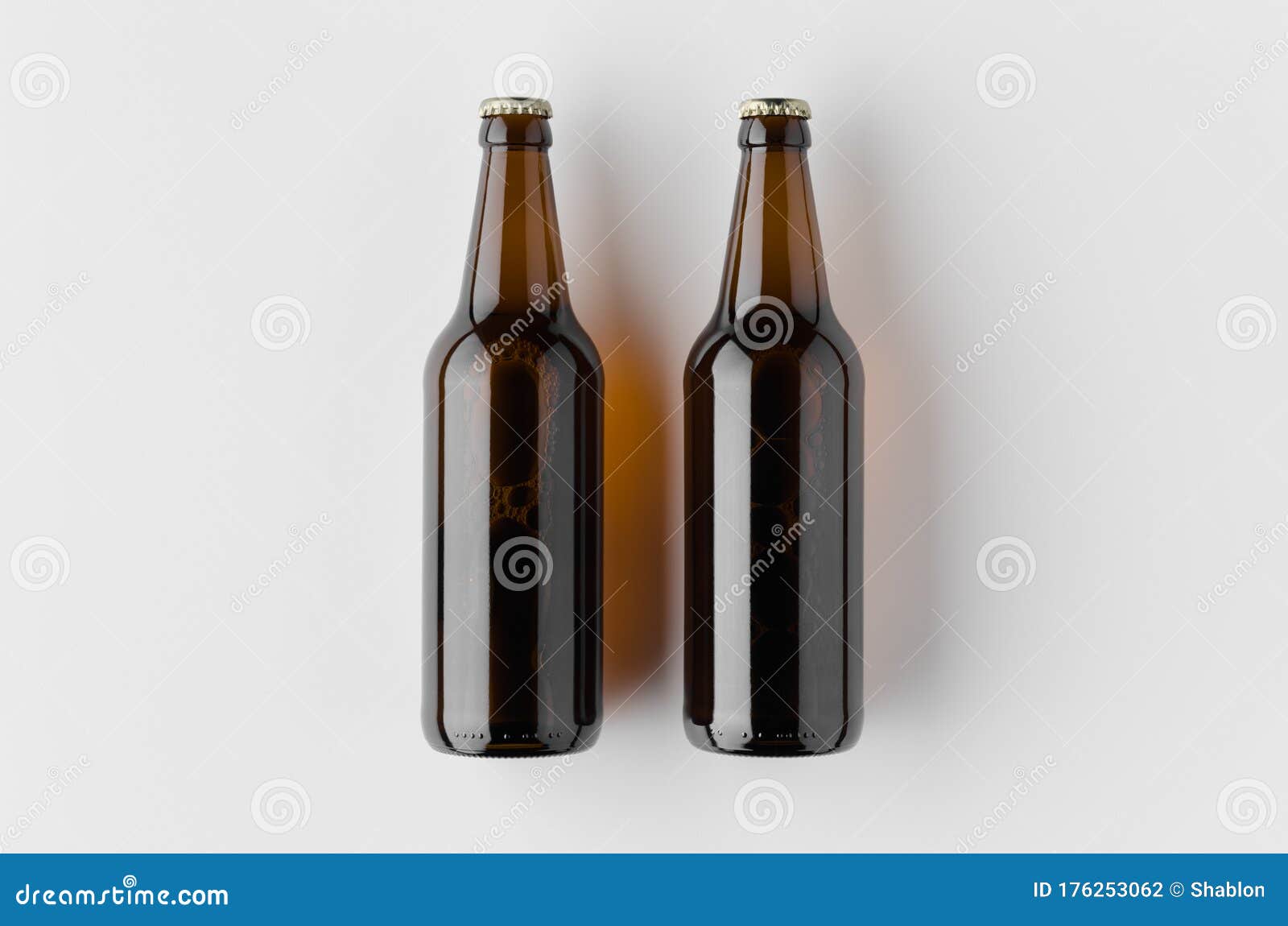 Top View of a Beer Bottle Mockup Stock Photo - Image of glass ...