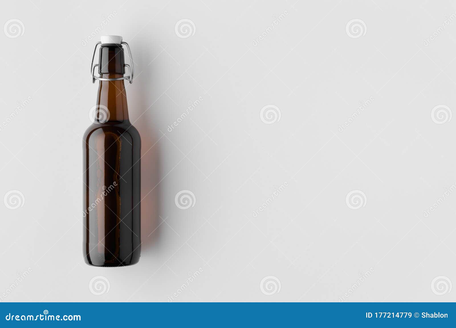 Top View of a Beer Bottle Mockup Stock Image - Image of 500ml, product ...